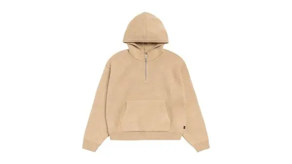 StÜssy Quarter Zip Knit Hoodie - Tan