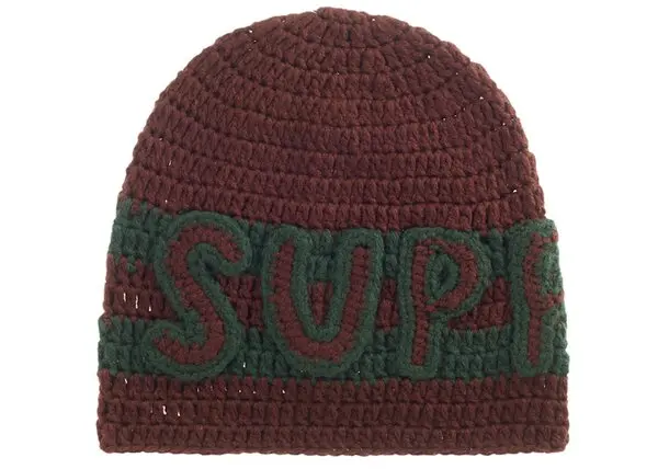 Supreme Crochet Logo Beanie - Brown