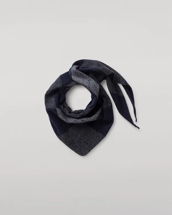 Johnstons Of Elgin Clan Dark Argyle Cashmere Bandana - Navy