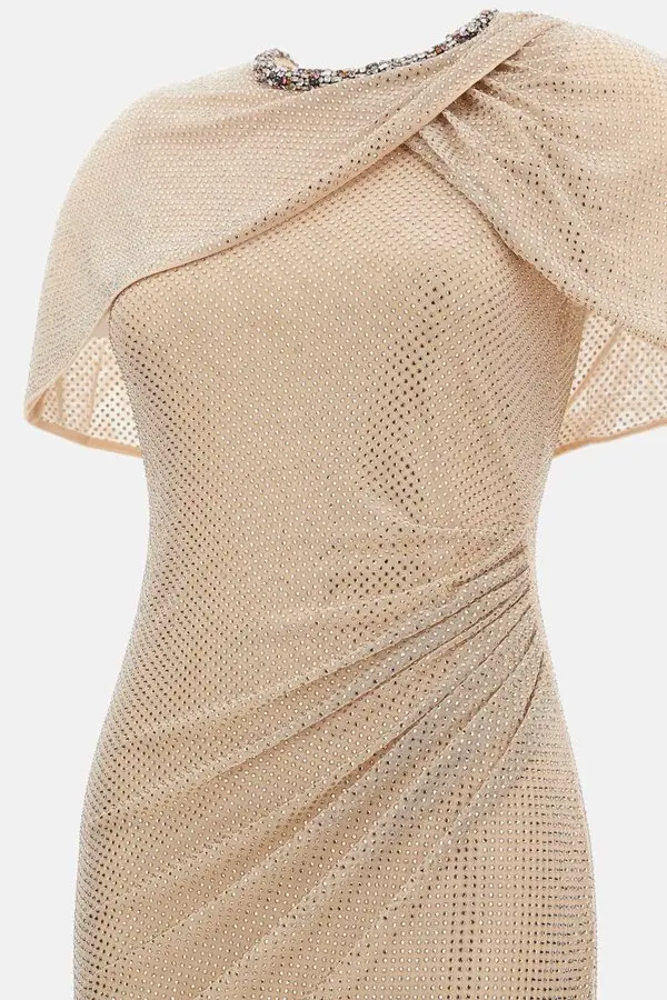 SELF-PORTRAIT Maxi Dress With Crystals - Beige