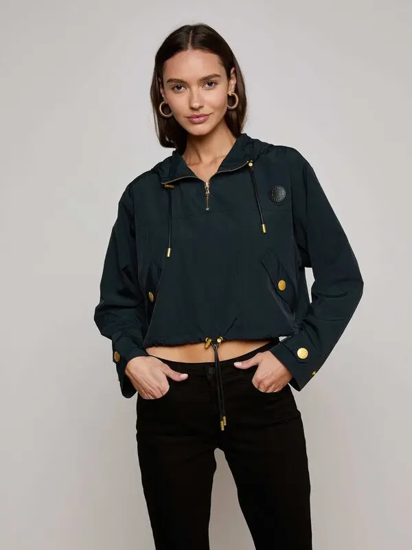 L'Agence Bronwyn Cropped Windbreaker - Black