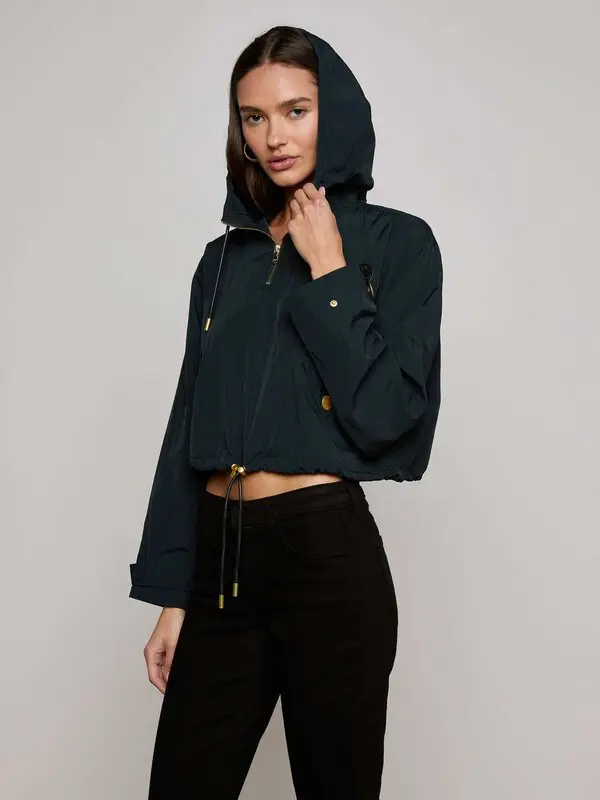 L'Agence Bronwyn Cropped Windbreaker - Black