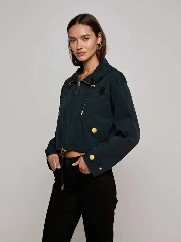 L'Agence Bronwyn Cropped Windbreaker - Black