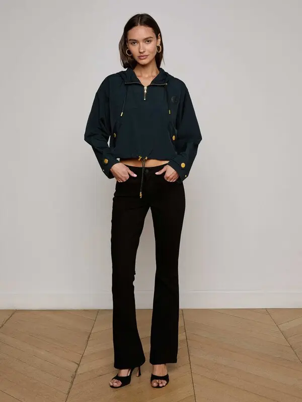 L'Agence Bronwyn Cropped Windbreaker - Black