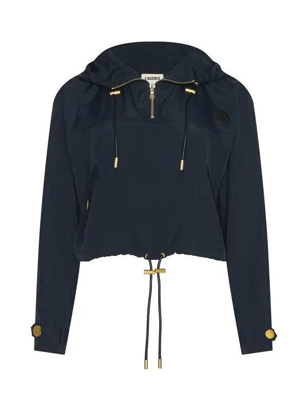 L'Agence Bronwyn Cropped Windbreaker - Black