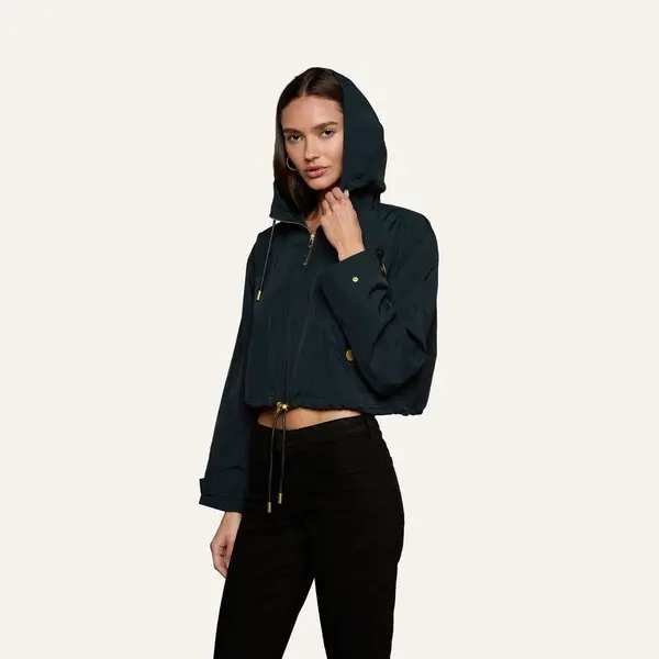 L'Agence Bronwyn Cropped Windbreaker - Black