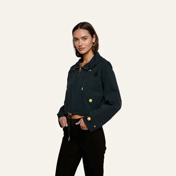 L'Agence Bronwyn Cropped Windbreaker - Black