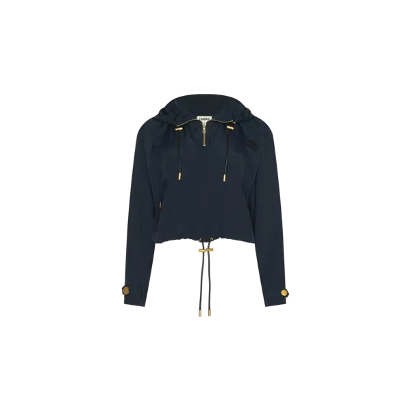 L'Agence Bronwyn Cropped Windbreaker - Black