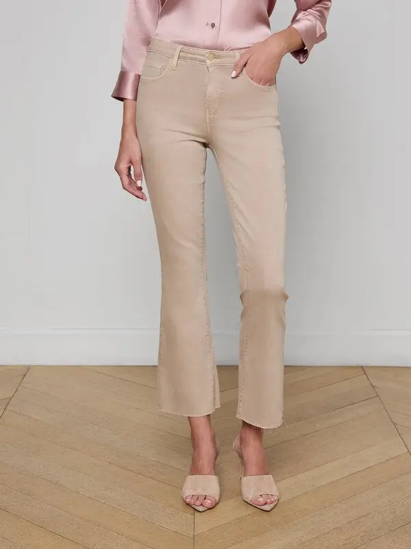 L'Agence Kendra Cropped Flare Jean - Biscuit