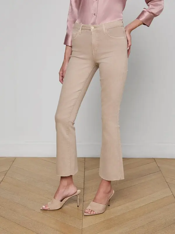 L'Agence Kendra Cropped Flare Jean - Biscuit