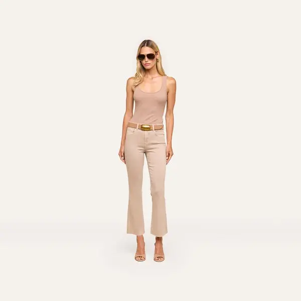L'AGENCE Kendra Cropped Flare Jean - Biscuit
