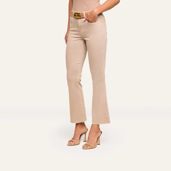 L'AGENCE Kendra Cropped Flare Jean - Biscuit
