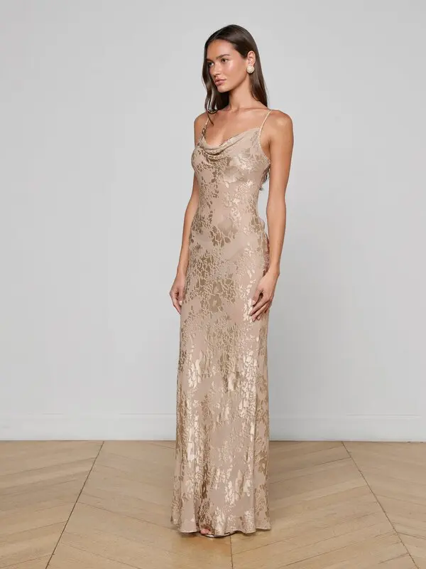 L'Agence Christine Burnout Satin Gown