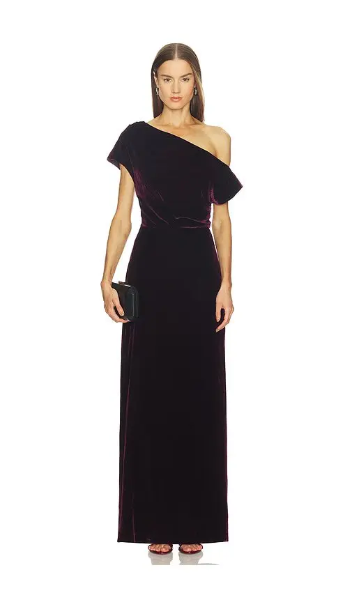 SRG Paola One-shoulder Velvet Gown