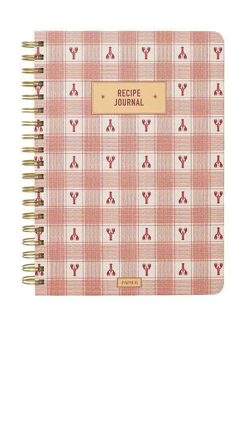 Papier Lobster Gingham Spiral Recipe Journal - Red