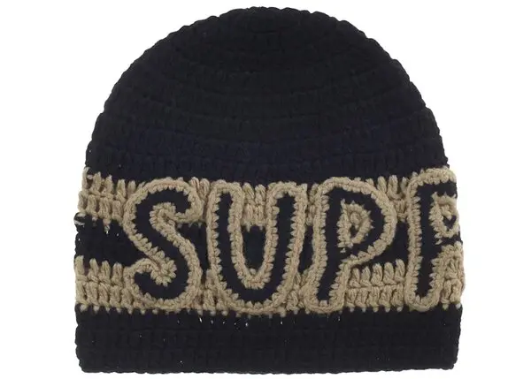Supreme Crochet Logo Beanie - Black