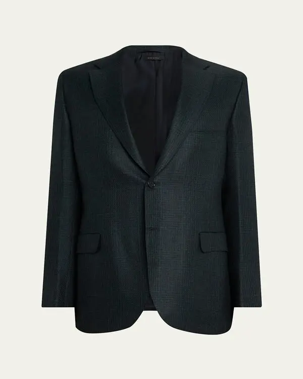 Brioni Cashmere Tonal Plaid Sport Coat