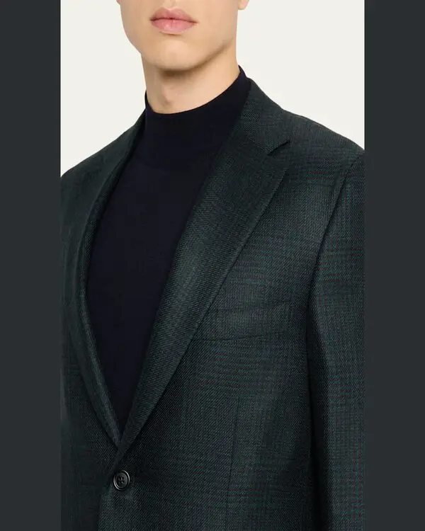 Brioni Cashmere Tonal Plaid Sport Coat