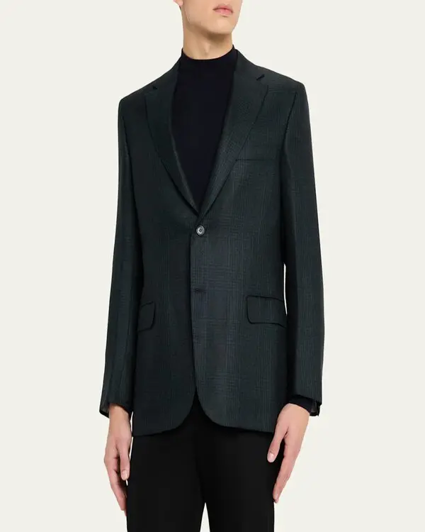 Brioni Cashmere Tonal Plaid Sport Coat