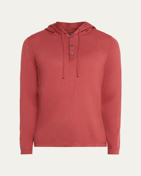 Kiton Cashmere And Silk Half-placket Hoodie