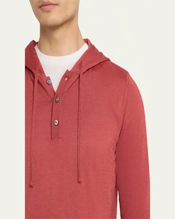 Kiton Cashmere And Silk Half-placket Hoodie