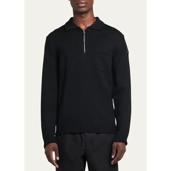 Moncler Long-sleeve Zip Polo Sweater