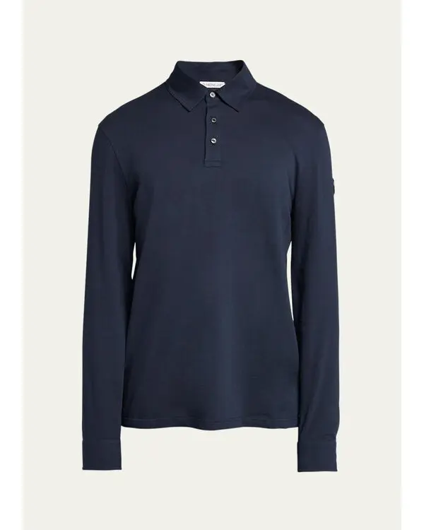 Moncler Cashmere Long-sleeve Polo Shirt