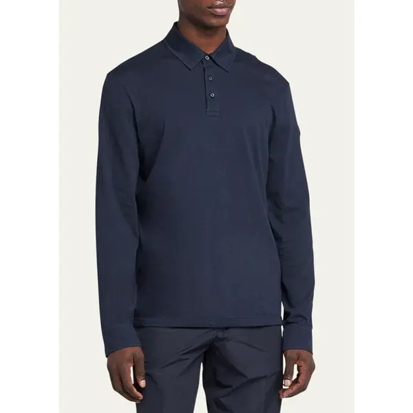 Moncler Cashmere Long-sleeve Polo Shirt