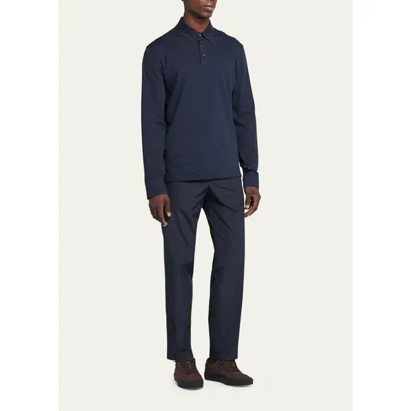 Moncler Cashmere Long-sleeve Polo Shirt