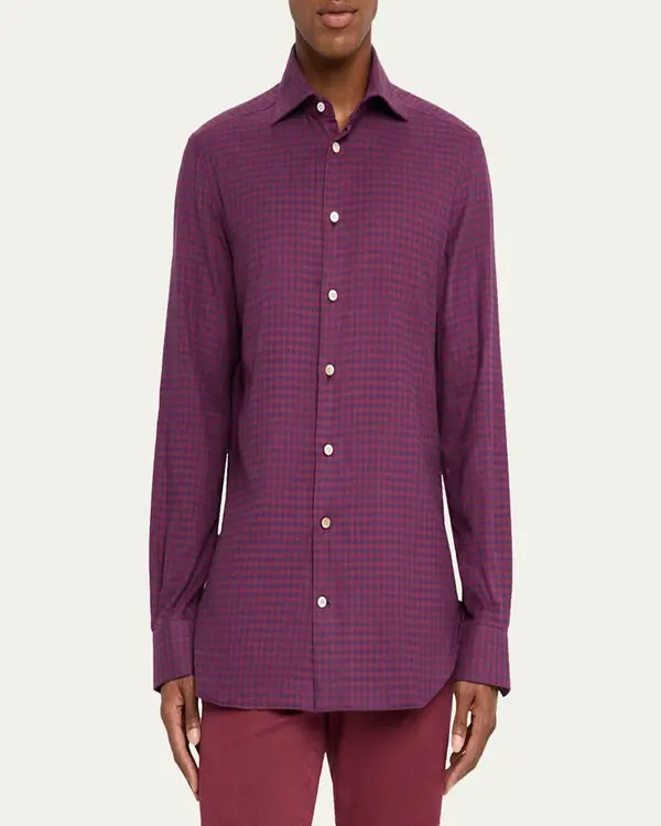 Kiton Gingham Cotton Sport Shirt