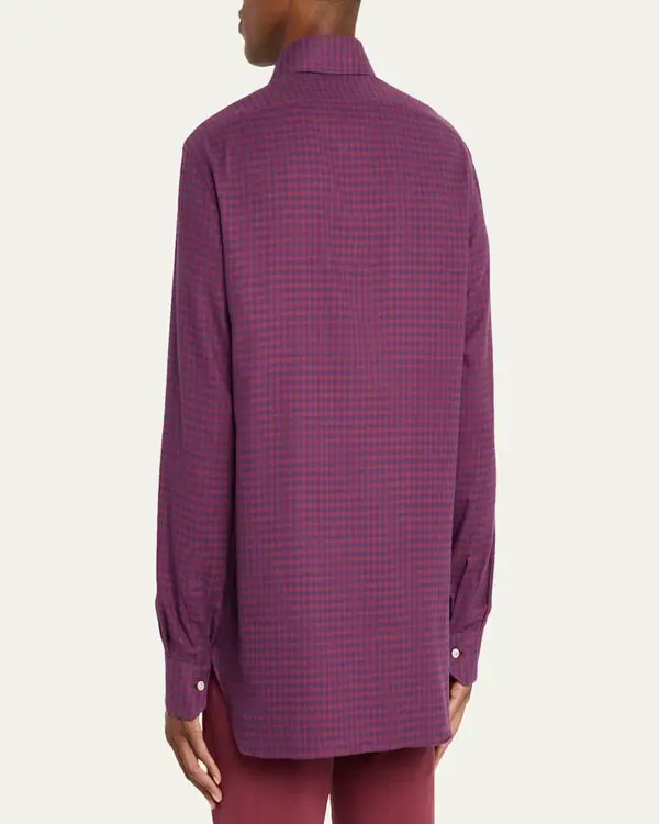 Kiton Gingham Cotton Sport Shirt