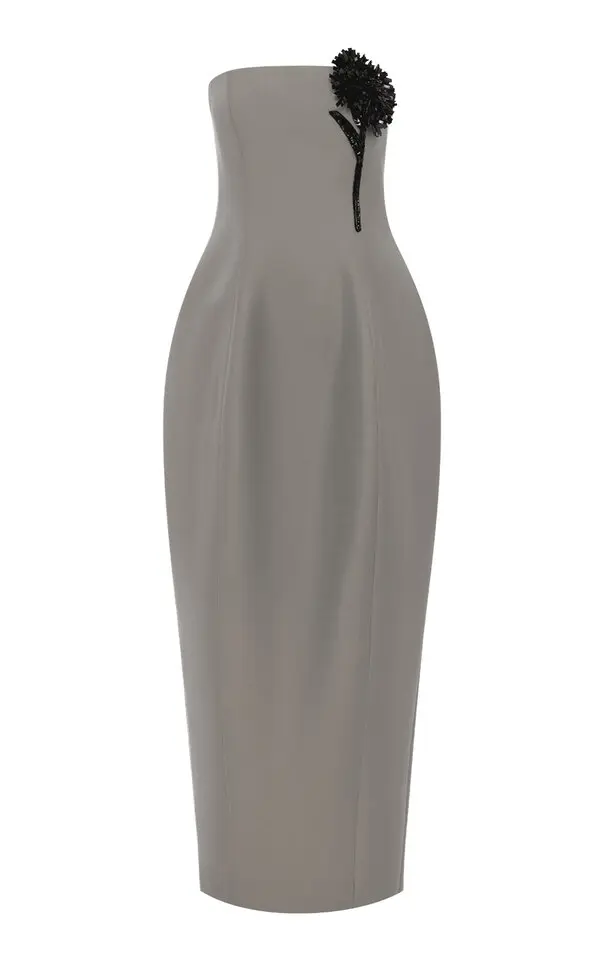 LEO LIN Strapless Embellished Maxi Dress - Grey