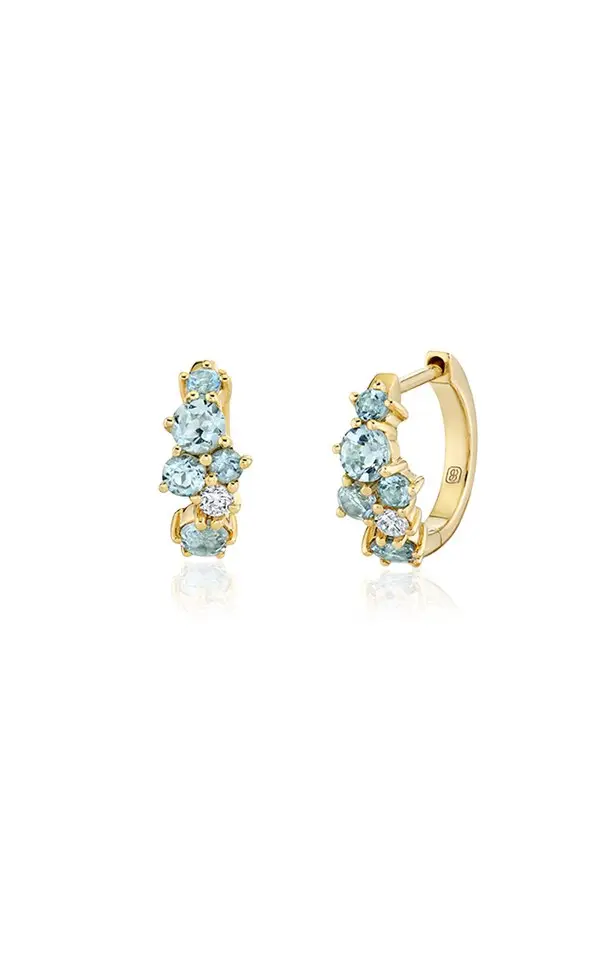 SYDNEY EVAN 14k Yellow Gold Cocktail Huggie Earrings - Blue