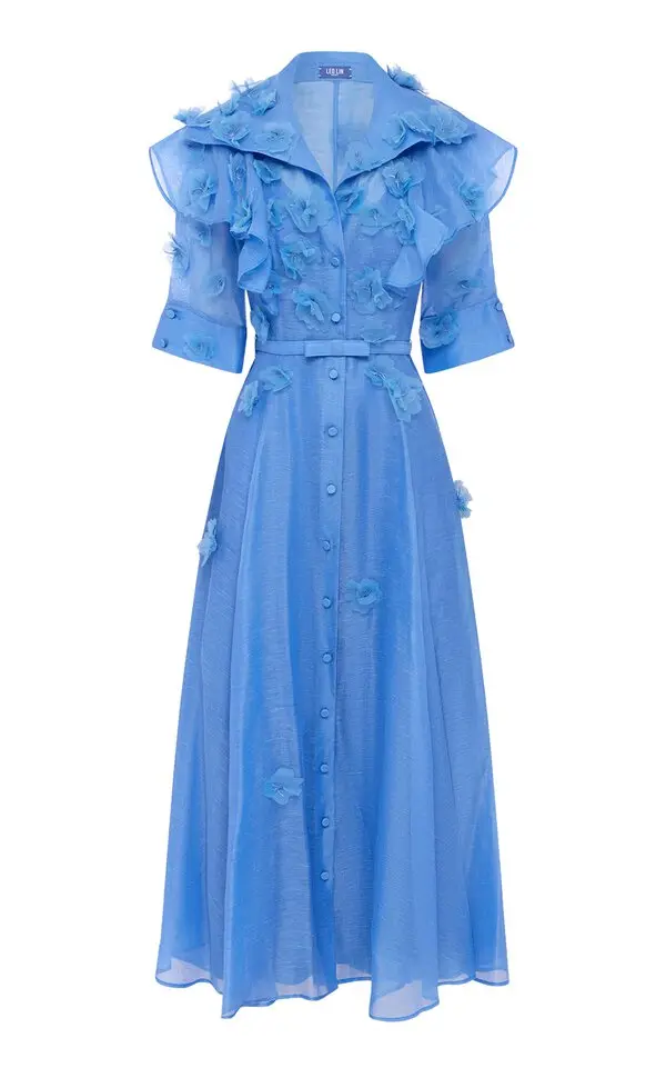 LEO LIN Anya Petal-embellished Midi Dress