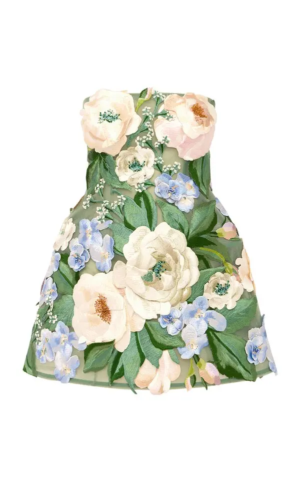 LEO LIN Roselle Hand-embroidered Floral Mini Dress - Multi