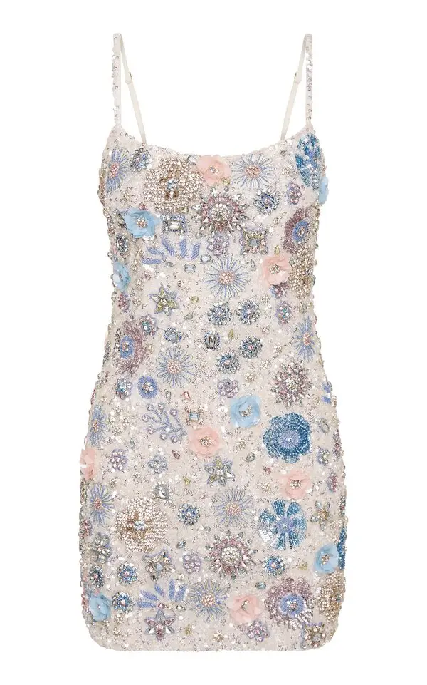 Rachel Gilbert Francesca Beaded Tulle Mini Dress - Ivory