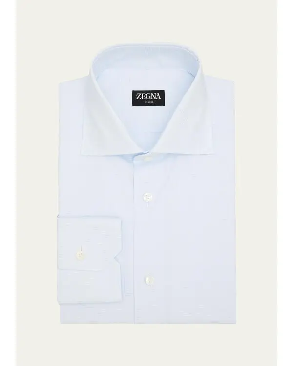 Zegna Micro-check Cotton Dress Shirt - Blue