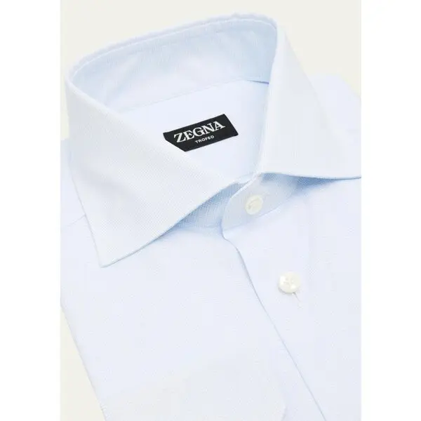 Zegna Micro-check Cotton Dress Shirt - Blue