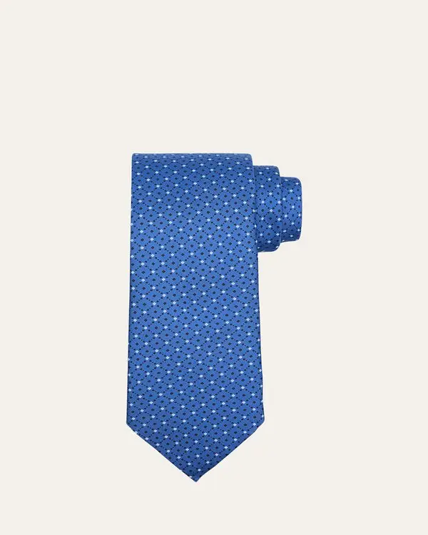 Zegna Diamond-print Silk Neck Tie - Blue