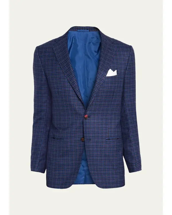 Kiton Cashmere Multi-check Sport Coat