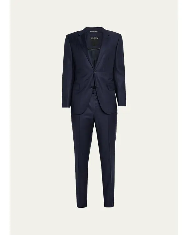 Zegna Trofeo Wool Tonal Stripe Two-piece Suit - Navy