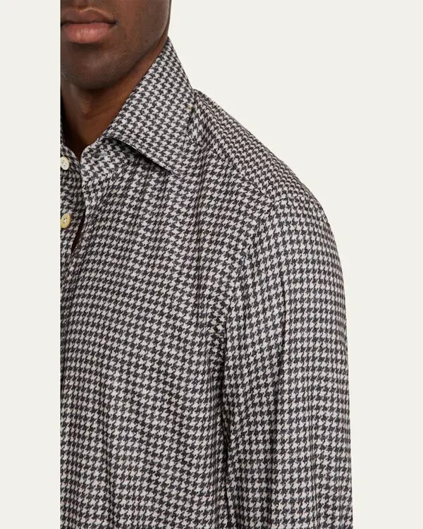 Kiton Cotton Houndstooth Classic-fit Sport Shirt