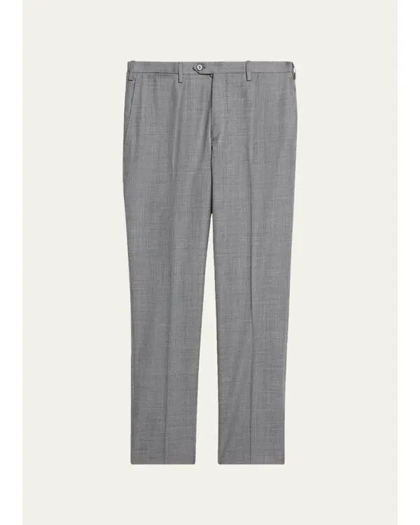 Kiton Wool Twill Flat-front Trousers