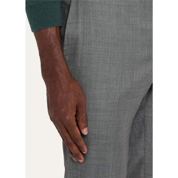 Kiton Wool Twill Flat-front Trousers