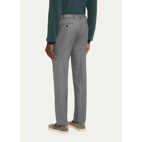 Kiton Wool Twill Flat-front Trousers