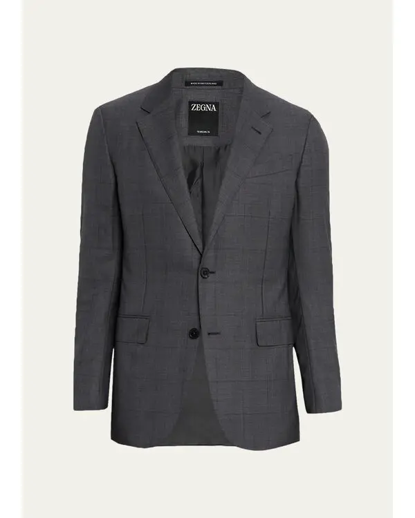 Zegna Tonal Plaid 15milmil15 Wool Suit - Gray