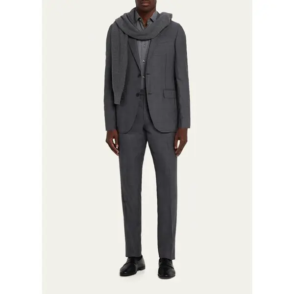 Zegna Tonal Plaid 15milmil15 Wool Suit - Gray