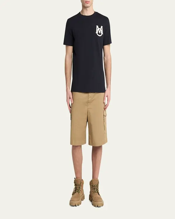 Moncler Monogram Applique Crewneck T-shirt - Navy