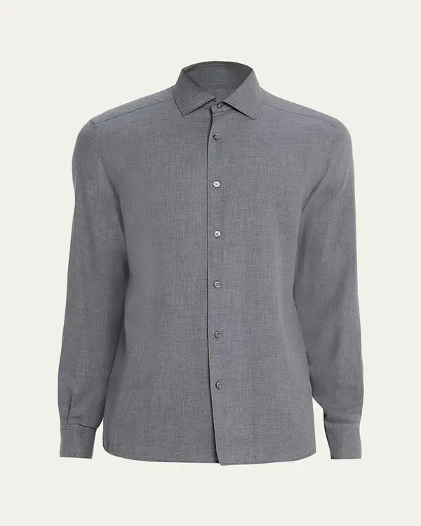 Zegna Melange Cashco Sport Shirt - Gray