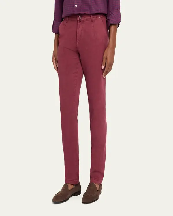 Kiton Straight Fit Flat-front Trousers - Red